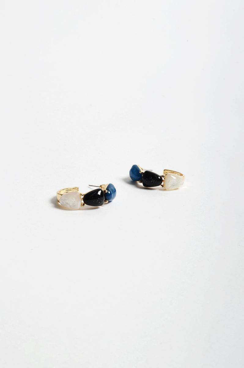 Resin Shapes Three Tone Hoops in Blue | adorne