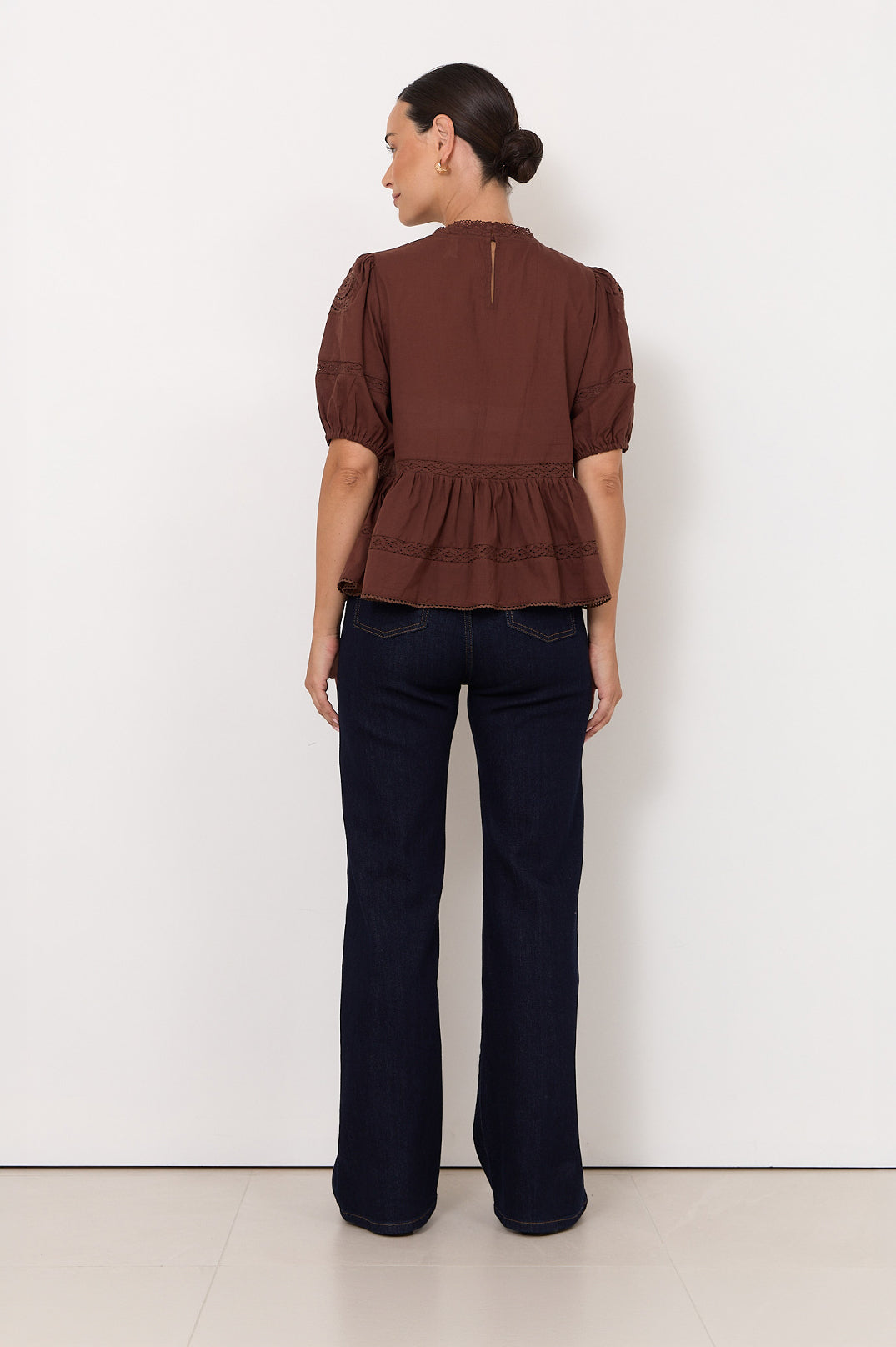 Ophelia Boho Peplum Top in Chocolate | adorne
