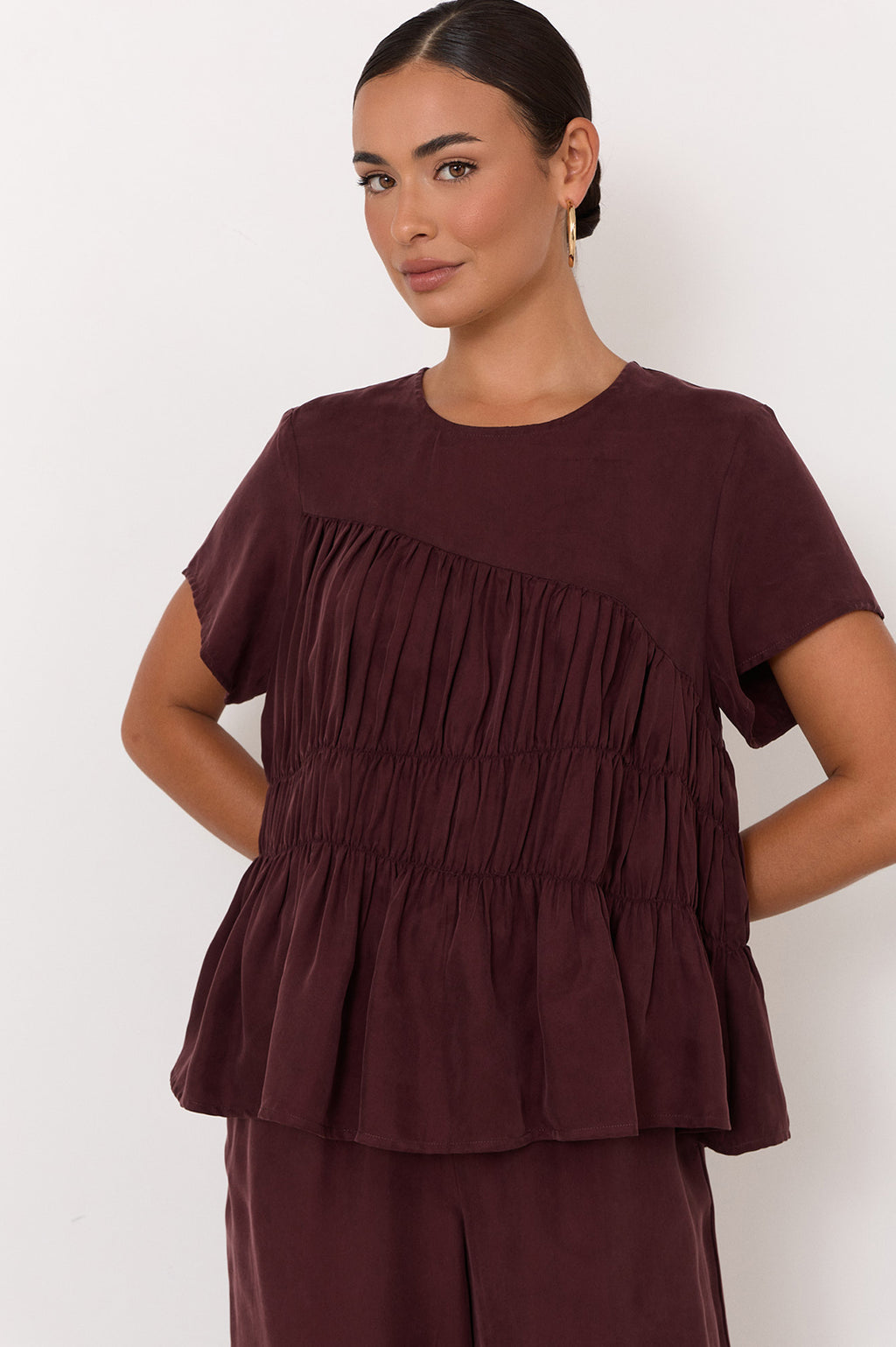 Evren Cupro Top in Plum | adorne