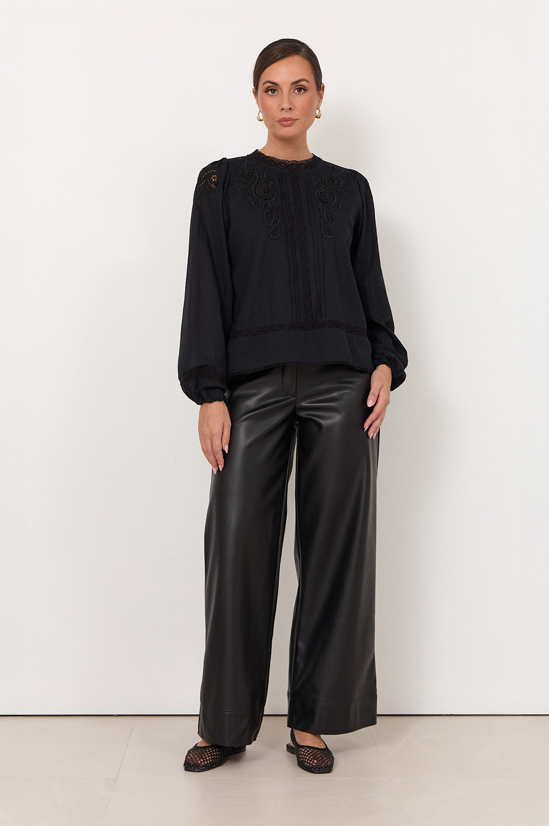 Lou Cut Out Lace Top in Black | adorne