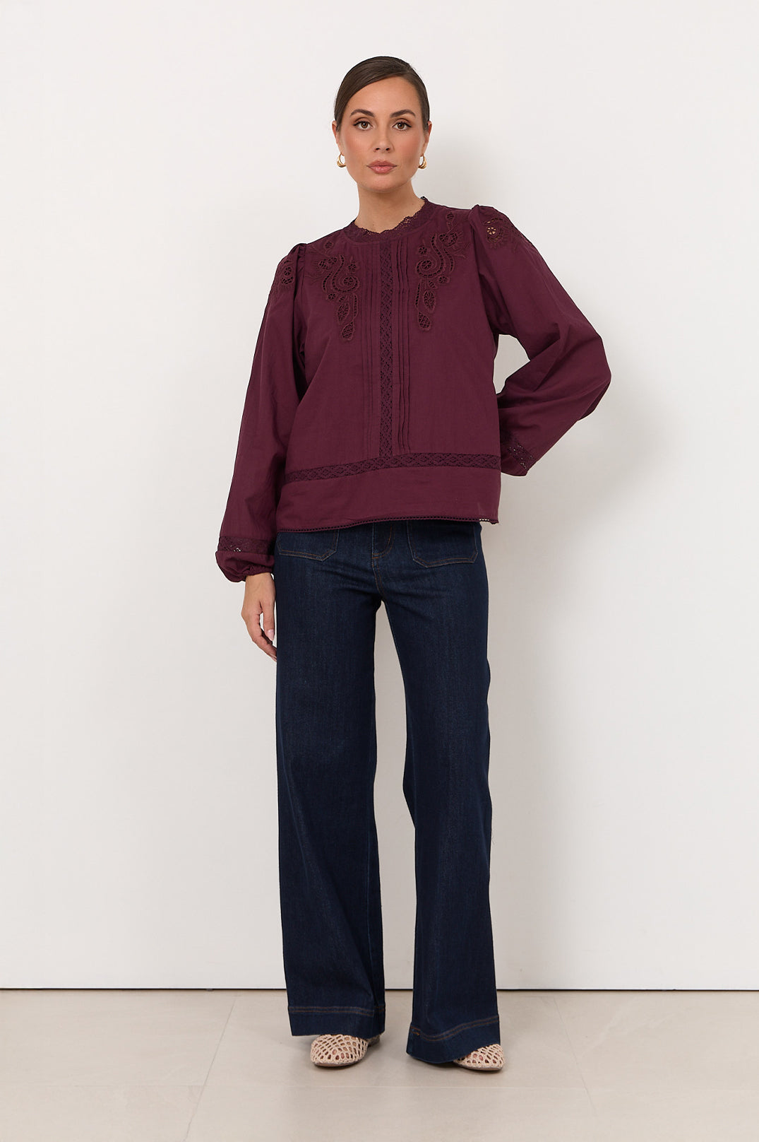Lou Cut Out Lace Top in Grape | adorne