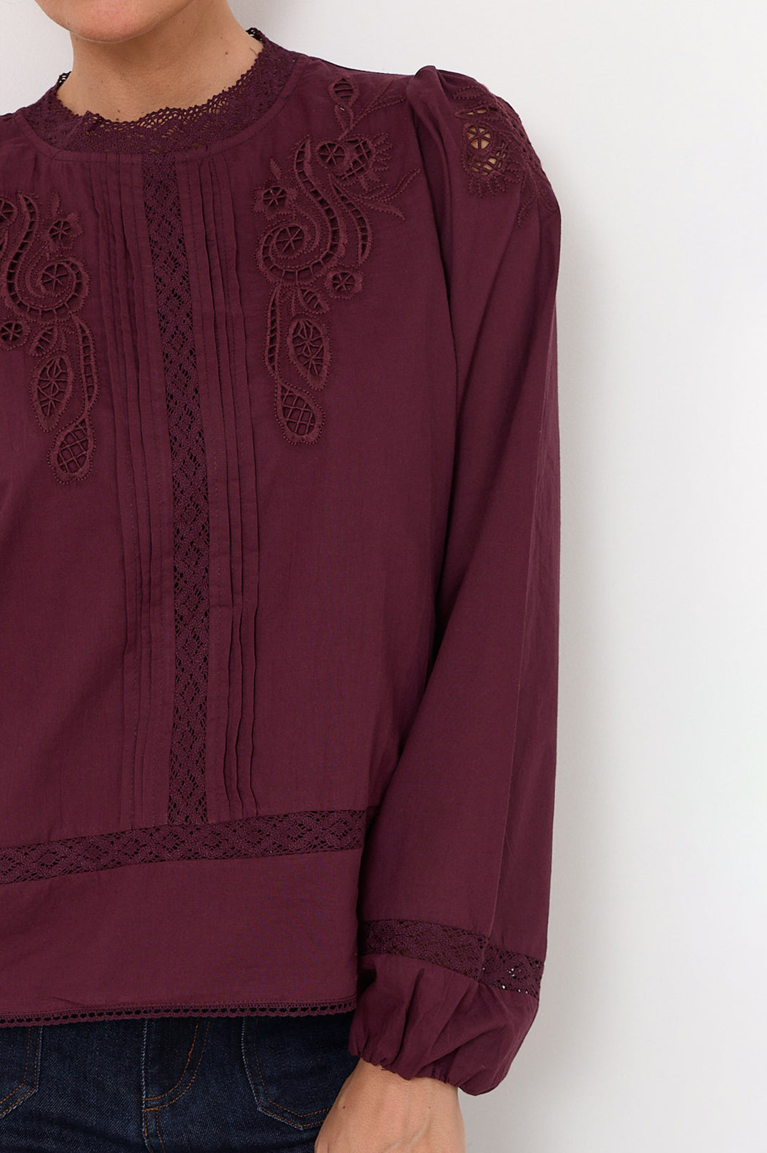 Lou Cut Out Lace Top in Grape | adorne