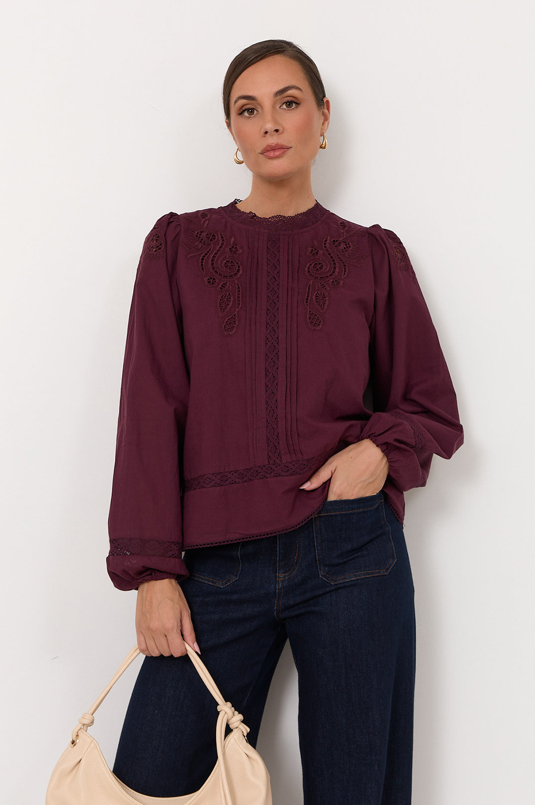 Lou Cut Out Lace Top in Grape | adorne