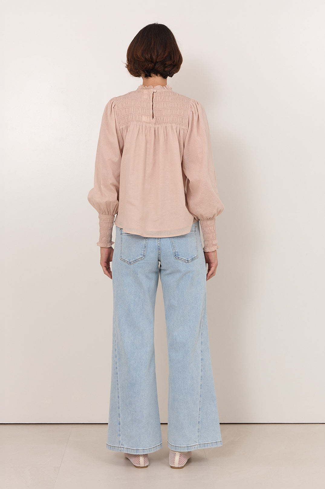 Valentina Shirred Top in Stone | adorne