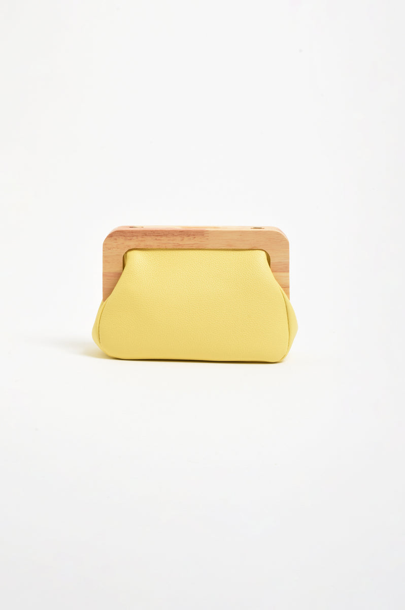 Kimmi Timber Frame Clutch in Yellow | adorne